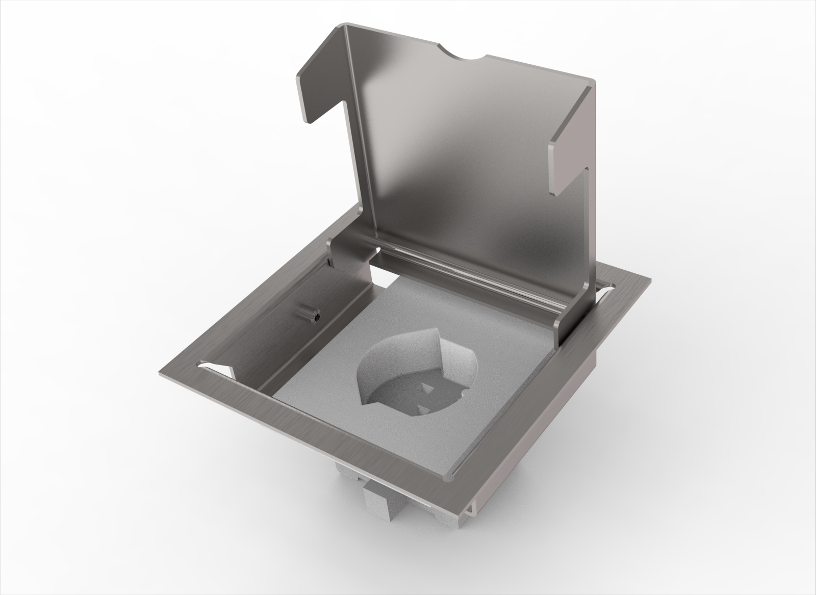 Bodendose 90 x 90 mm mit Steckdose Typ 25, Inox